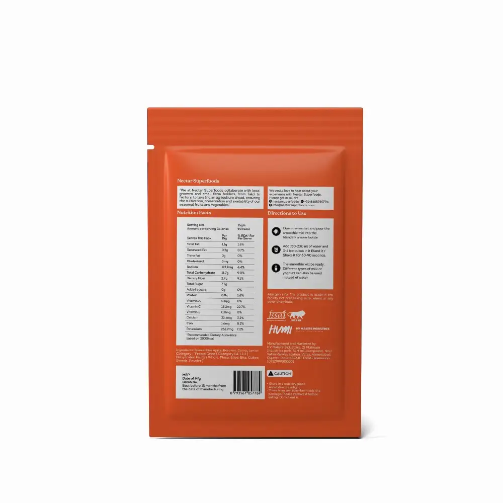 Freeze Dried Anytime ABC Smoothie Powder- 15 Gram Sachet-Pack of 2 Nos